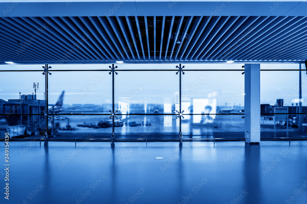Ground glass windows and corridors of airport terminal Stock Photo ...