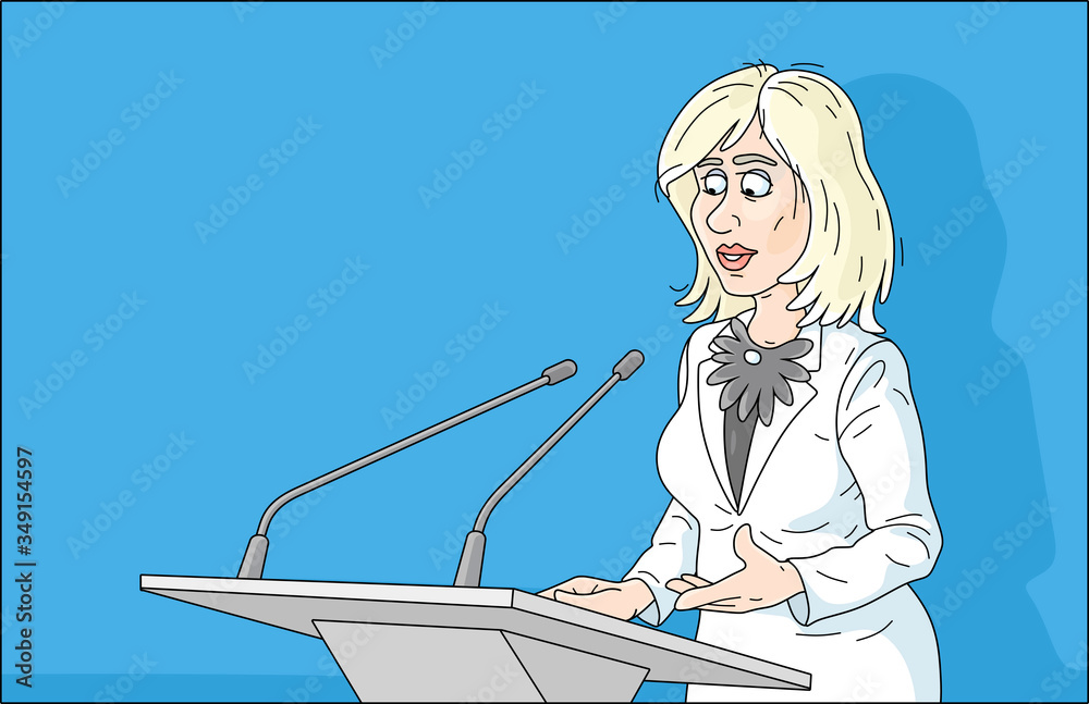 Government official making an official statement at a press conference ...