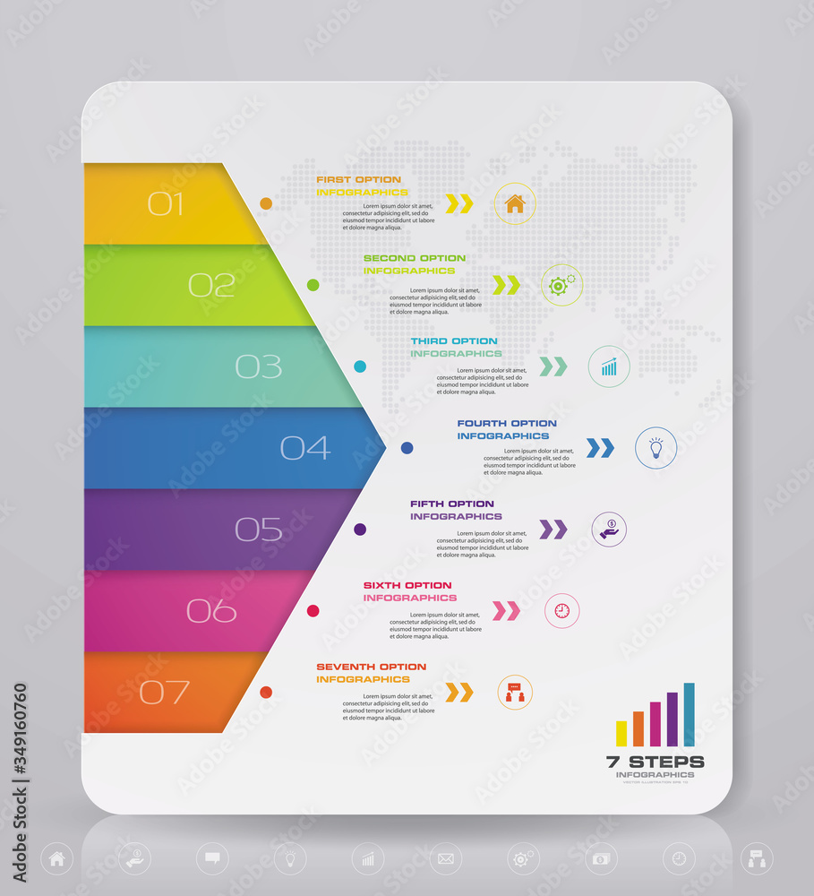 7 steps simple&editable process chart infographics element. EPS 10 ...