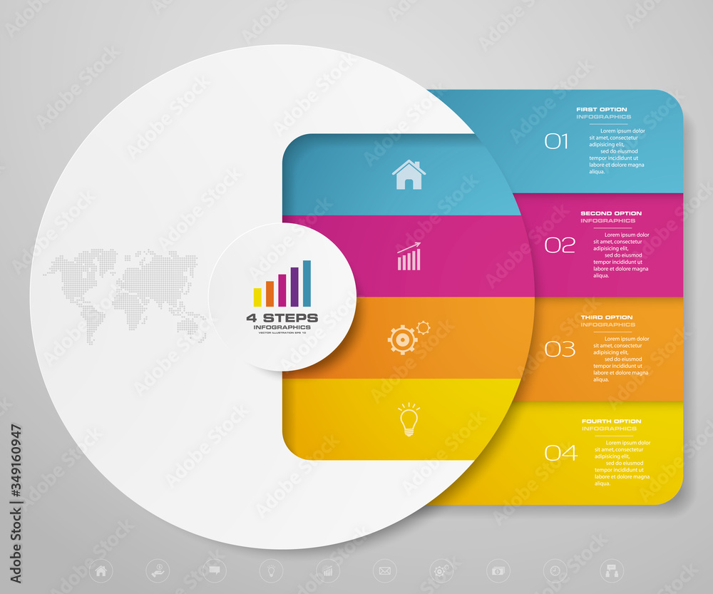 4 steps cycle chart infographics elements for data presentation. EPS 10 ...