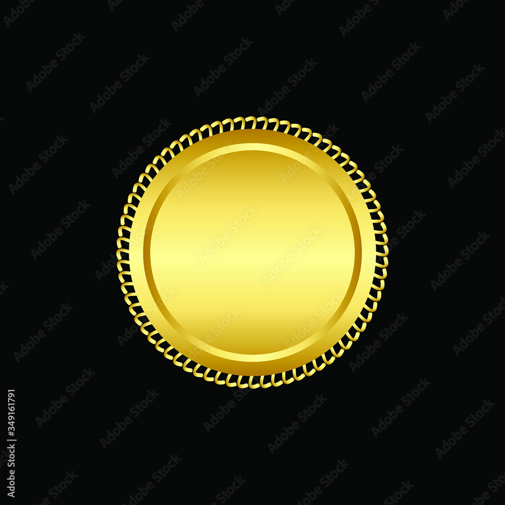 Round golden badge isolated on a Black background, seal stamp gold ...