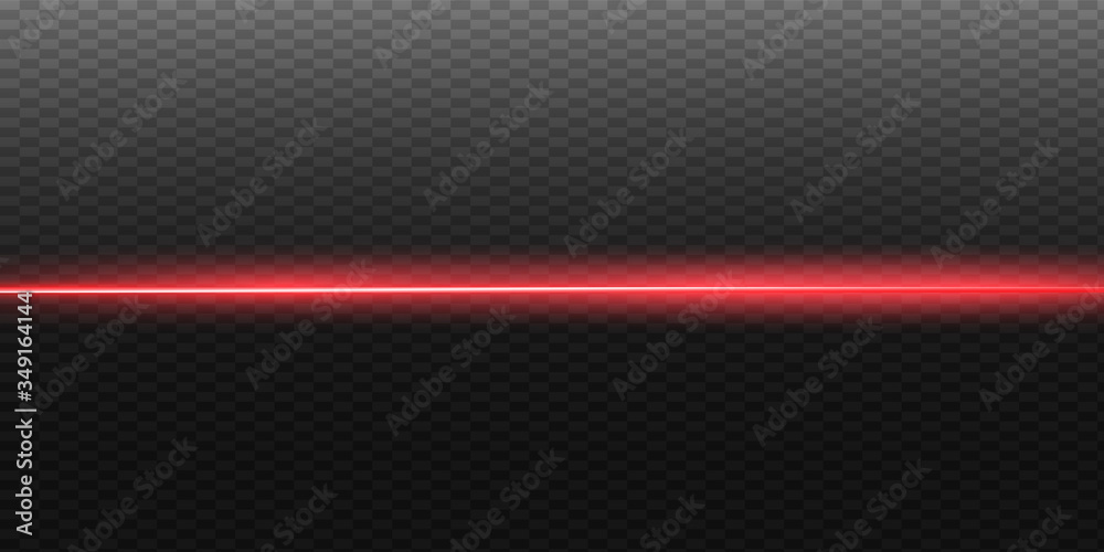 Abstract red laser beam. Transparent isolated on black background ...