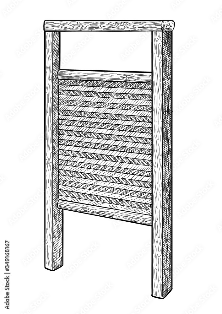 Washboard illustration, drawing, engraving, ink, line art, vector Stock ...