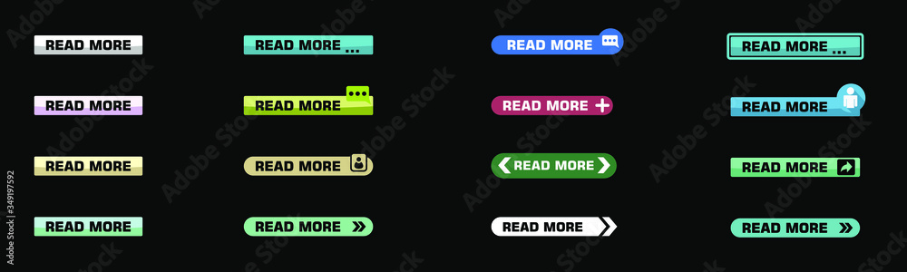 Big set of stylish modern buttons for your site. Web UI UX icons ...