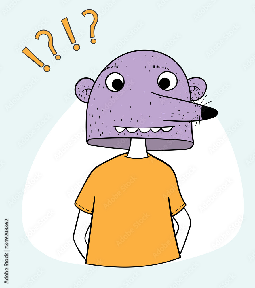The man is wearing a mask of a rat-shaped monster.He wears a mask ...