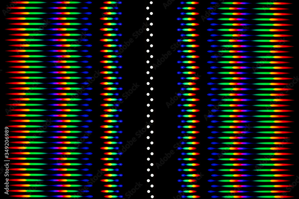 Photograph of a diffraction pattern from a double line of LEDs. Image ...