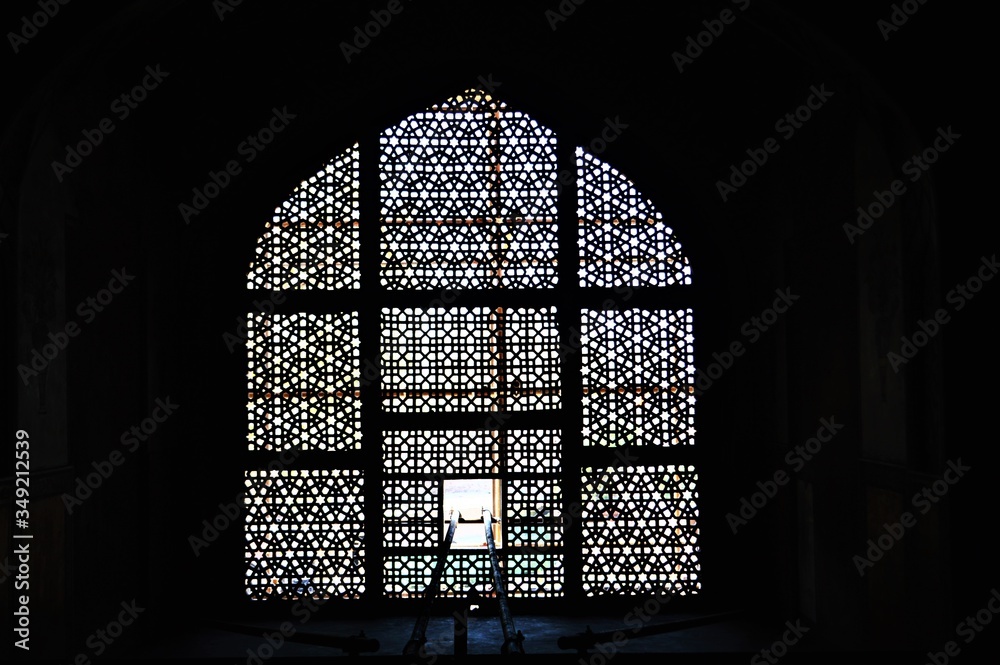historical window jali (screen), window arch, silhouette Stock Photo ...