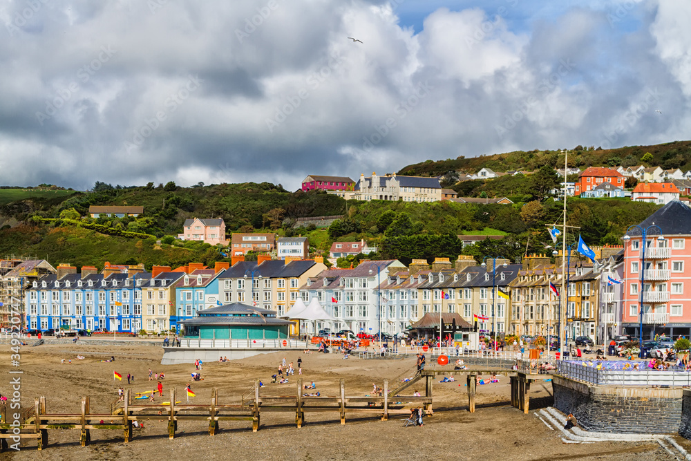 ABERYSTWYTH, WALES, UNITED KINGDOM - AUGUST 20, 2016: The North beach ...