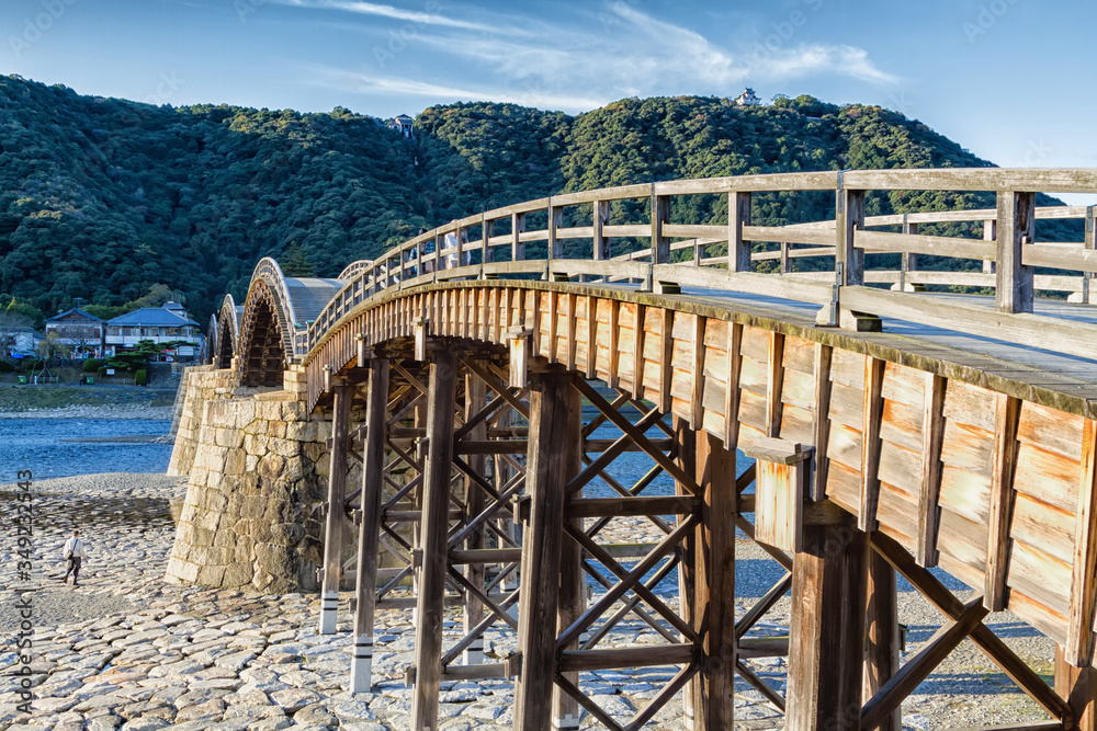 Kintai Bridge (Kintaikyo) Famous Arch bridge (Brocade Sash Bridge) and ...
