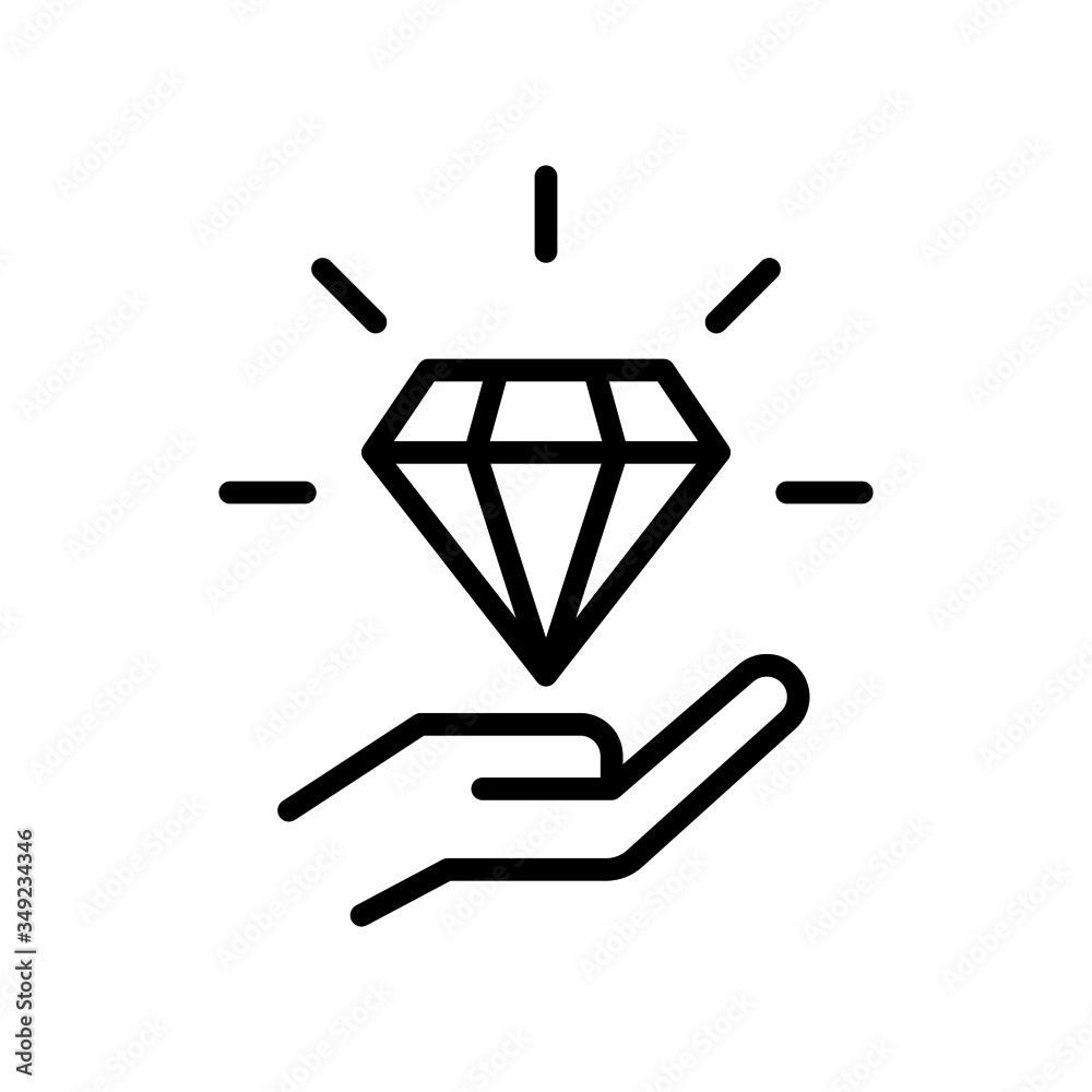 Vecteur Stock Diamond In The Hand Icon in line art style on white ...