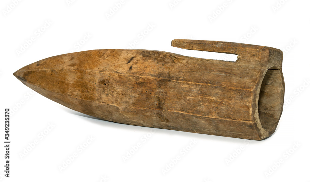 Old authentic wooden objects used by our ancestors. Wooden container ...