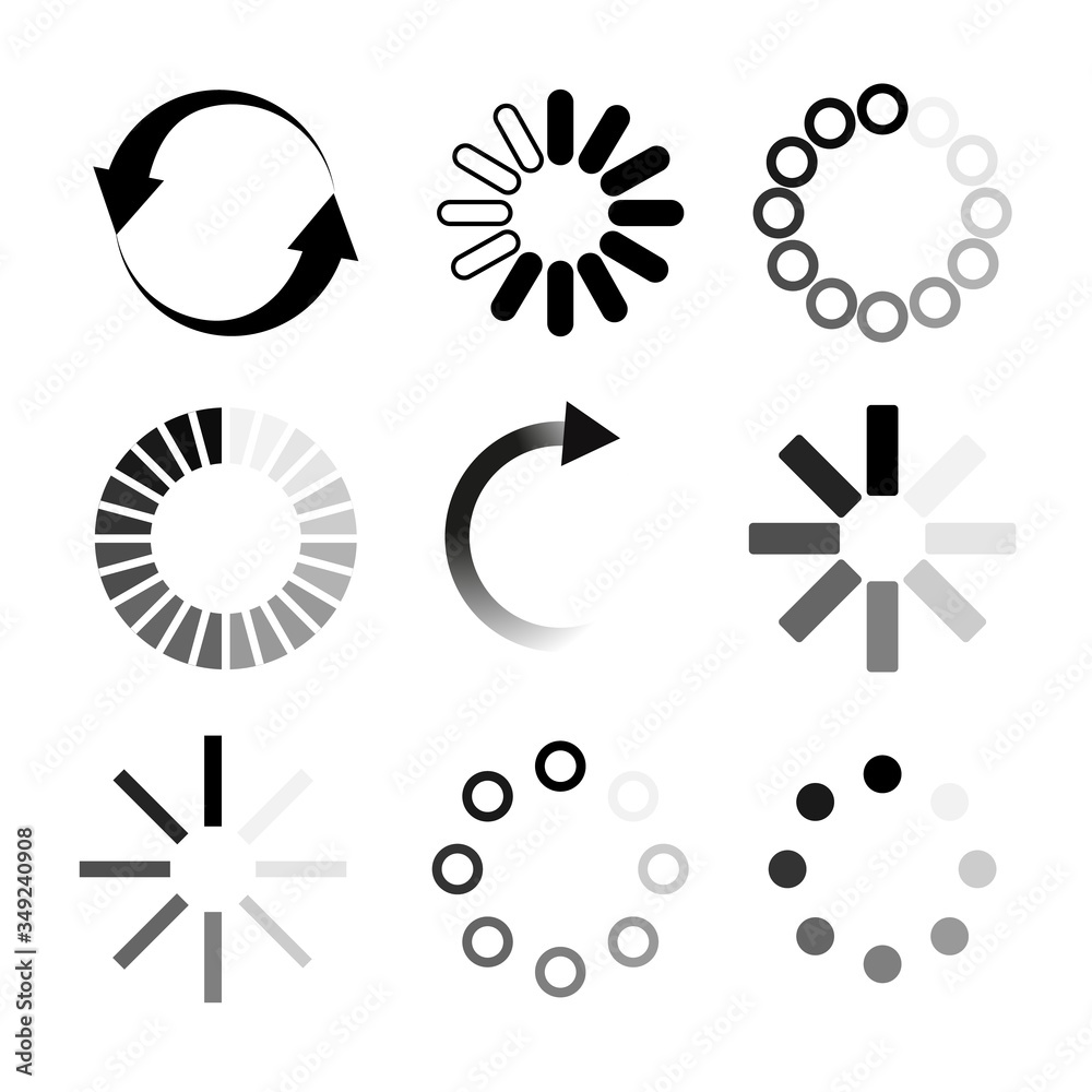 Loading process bar vector isolated elements on white backgroud. Vector ...