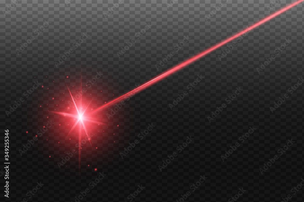 Abstract red laser beam. Transparent isolated on black background ...