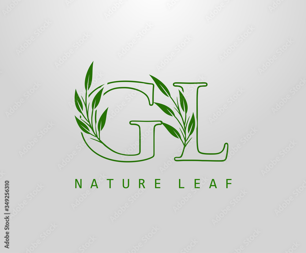 Nature Green Leaf Letter G, L and GL Logo Design. monogram logo. Simple ...