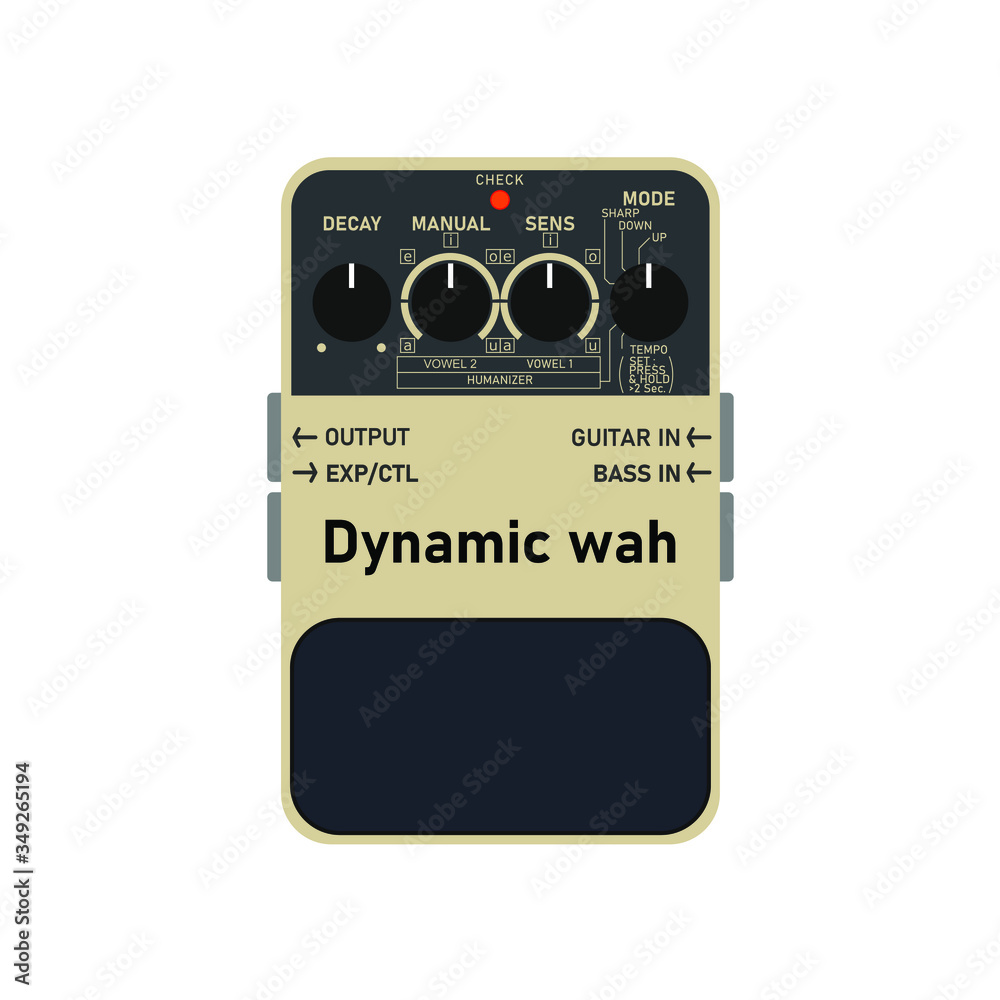 Gold vintage dynamic wah sound electric guitar stomp box effect with black knob knob and gold ...