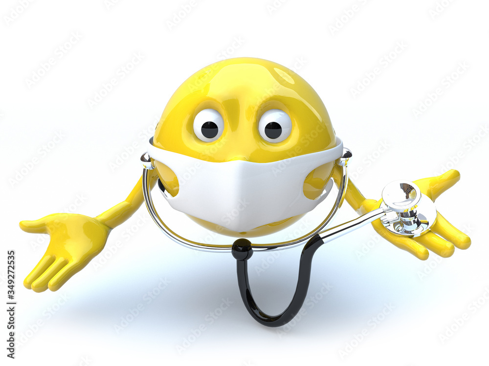 Doctor emoticon with stethoscobe and mask Stock Illustration | Adobe Stock