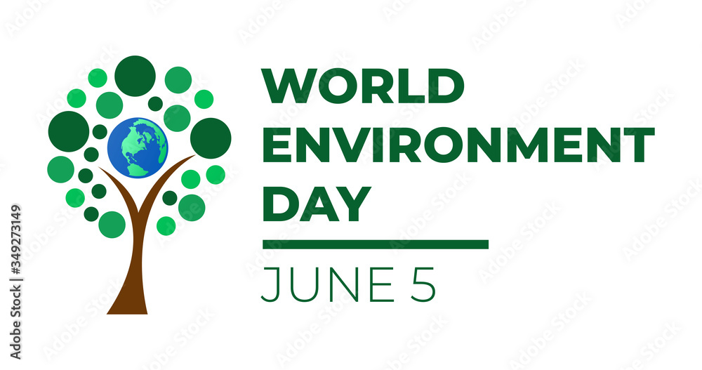 World Environment Day concept with illustration of tree with earth ...