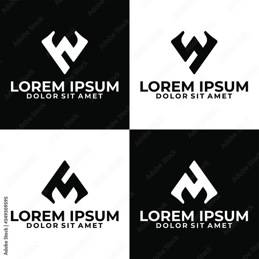 Initial letter hw, wh, bw, wy, ms, sm, my logo template set with ...