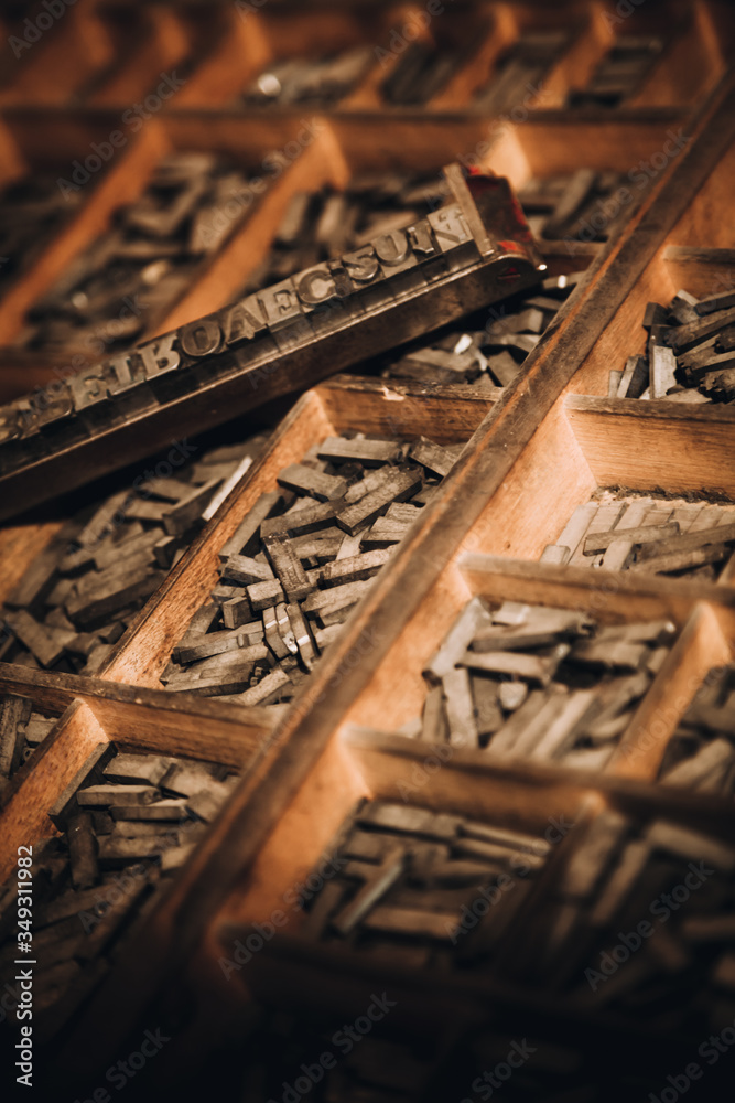 Old printing machine with different letters and numbers Stock Photo ...