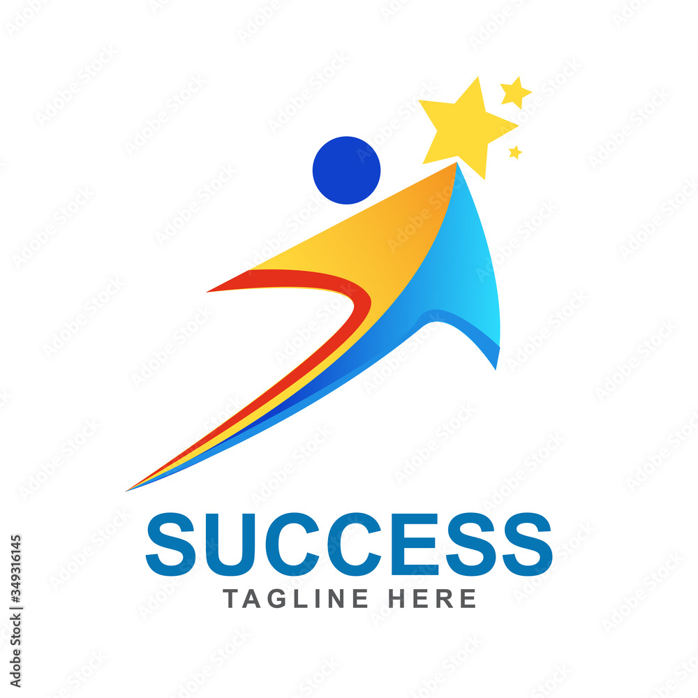 Success logo design template with star shapes and human concept. Symbol ...