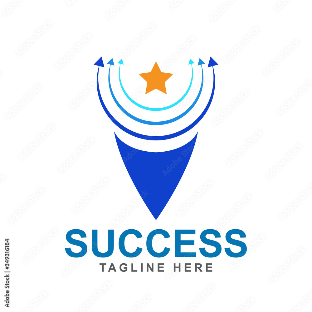 Success logo design template with star shapes and human concept. Symbol ...