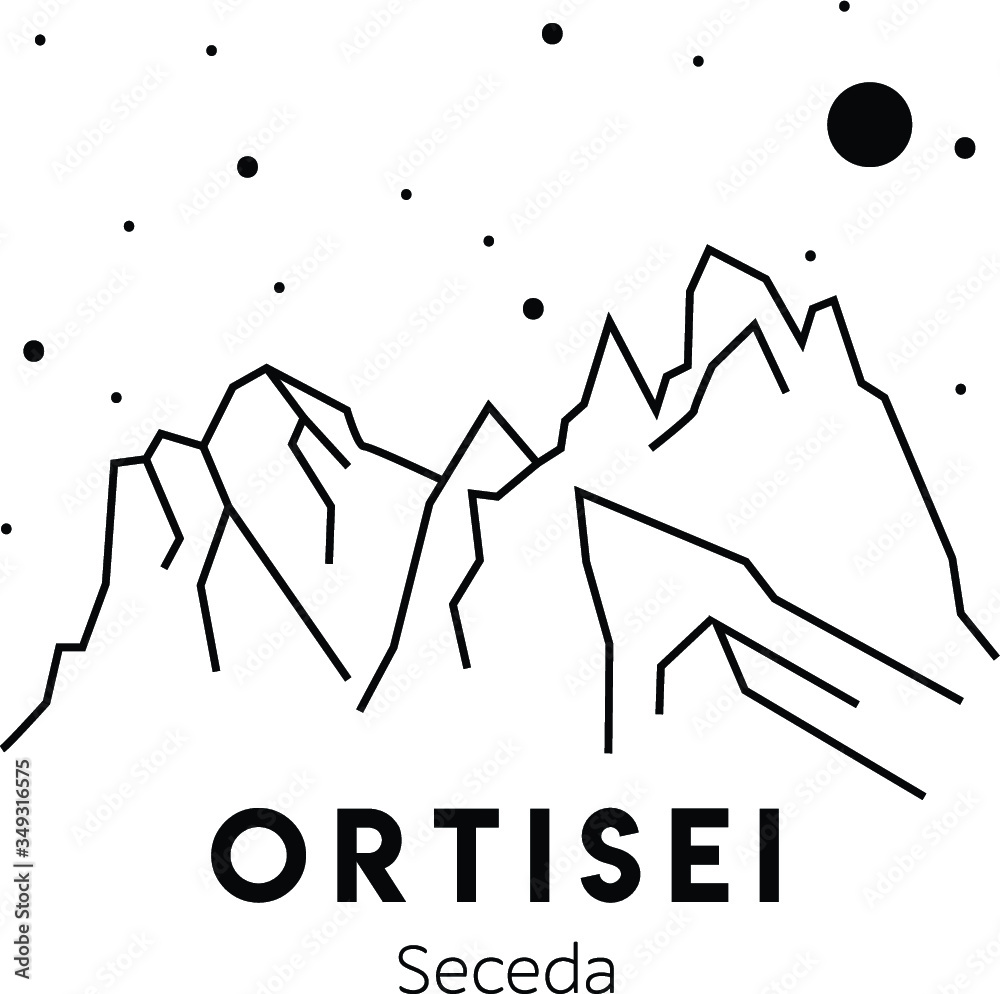 Otrisei. Seceda. Vector black and white outline illustration of ...