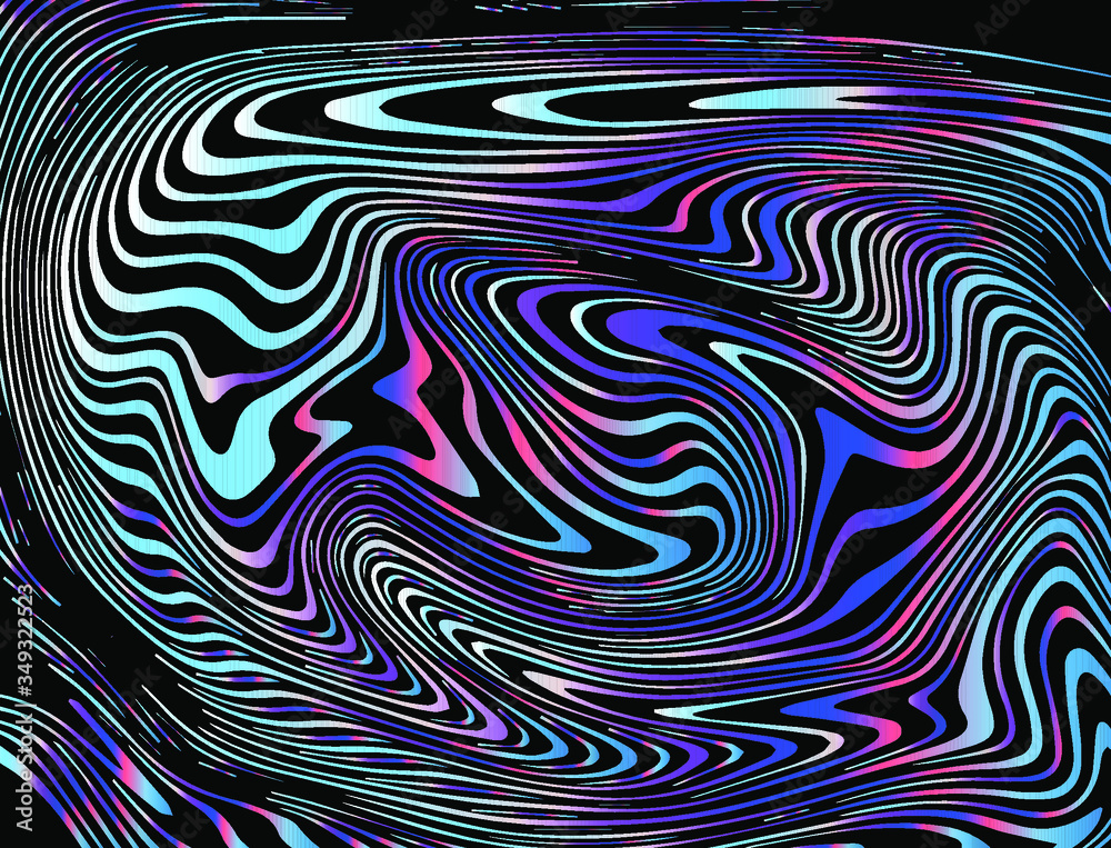 Holographic surface with glitched wavy texture. Retrofuturistic ...