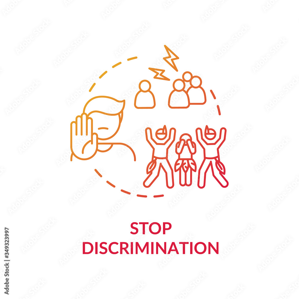Stop discrimination red concept icon. Support cultural diversity ...