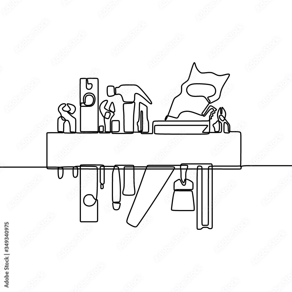 Continuous one line drawing building tool. Isolated image of a hand ...