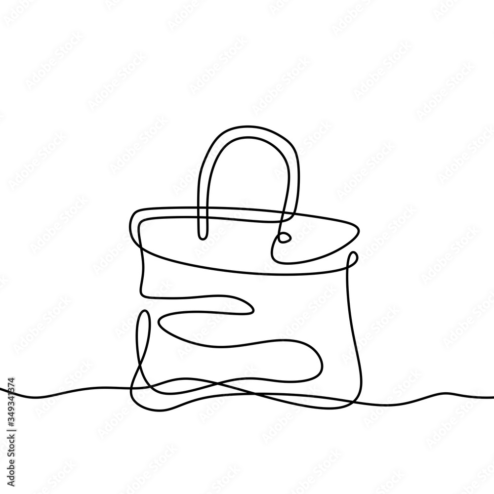 Drawing one continuous line. Elegant women's bag. Set of bags. Female ...