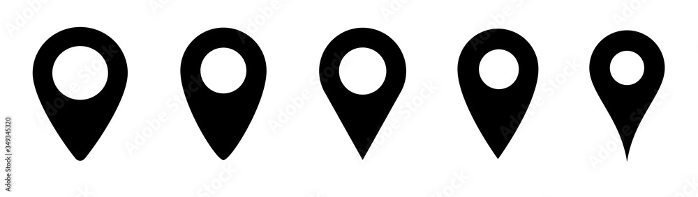 Location pin icon vector. Set of map point symbols isolated. GPS marker ...