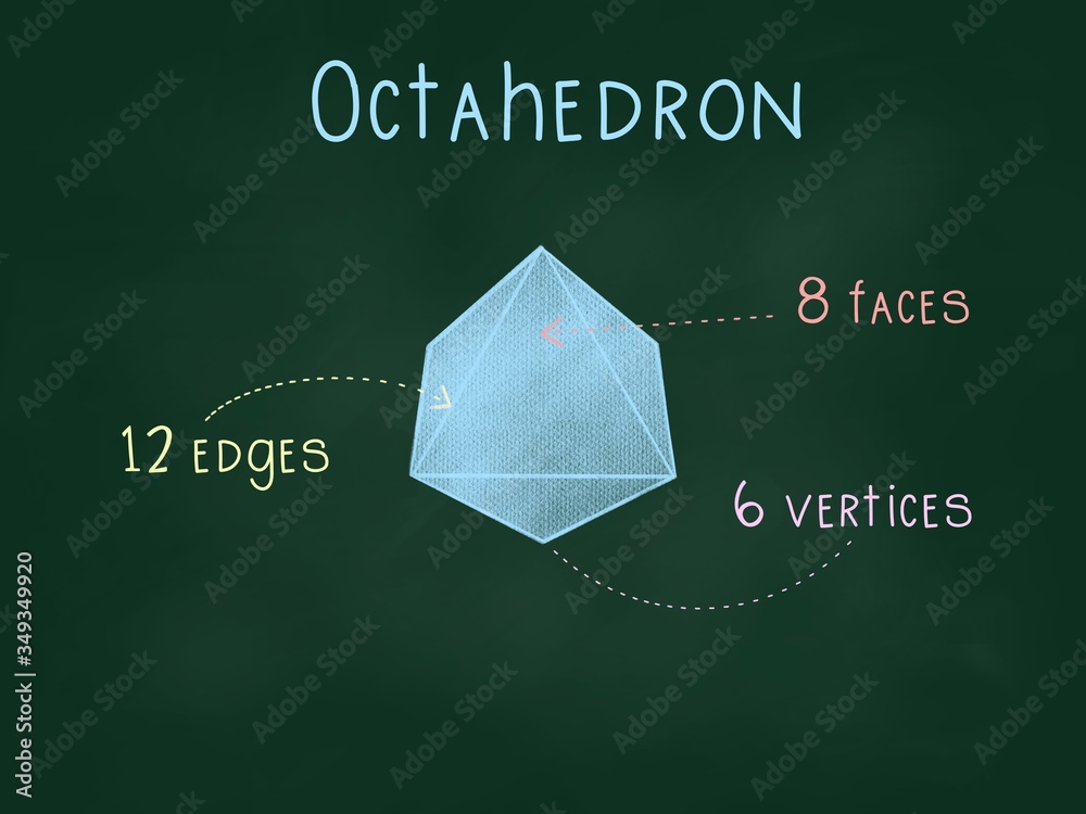 Octahedron 3D shapes polyhedrons abstract geometric background chalk ...