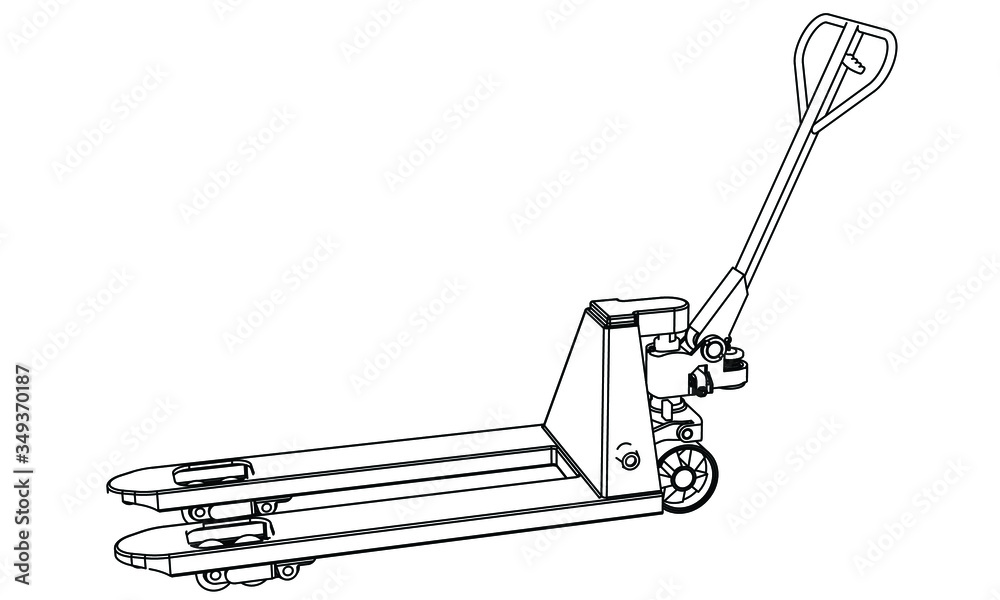 Hand pallet truck outline vector. Special machines for the building ...