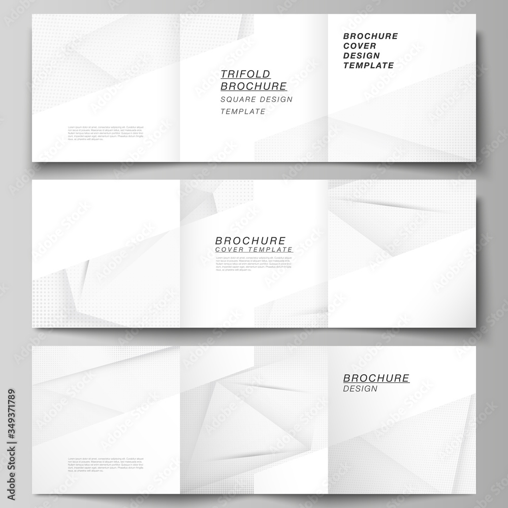 Vector layout of square cover design templates for trifold brochure ...