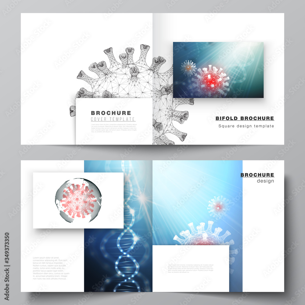 Vector layout of two cover templates for square bifold brochure, flyer ...