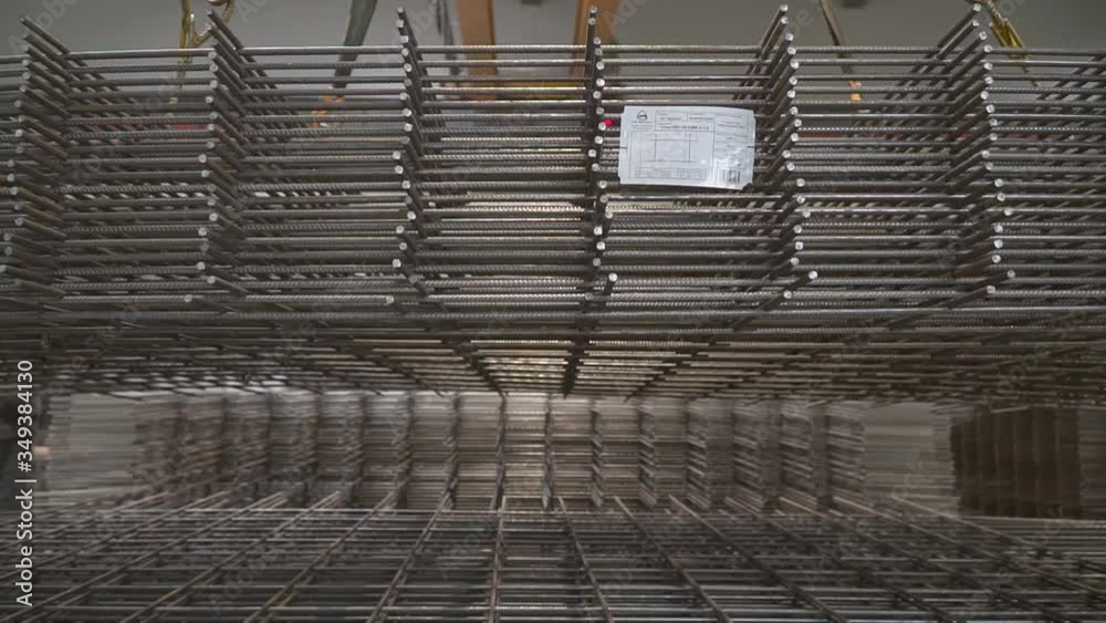 The workshop for the production of reinforcing mesh. A lot of rebar ...