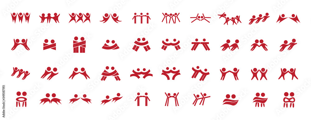 Abstract People Logo Set. Human Figure Isolated On White Background ...