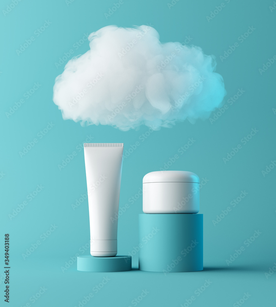 Natural moisturizer cosmetic presentation with cloud, mock up scene ...