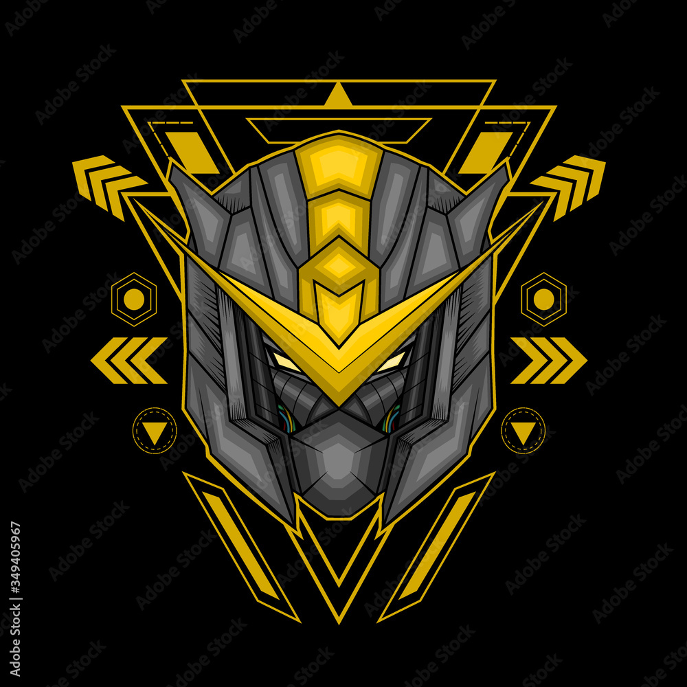 mecha theme of head robot illustration vector Stock Vector | Adobe Stock