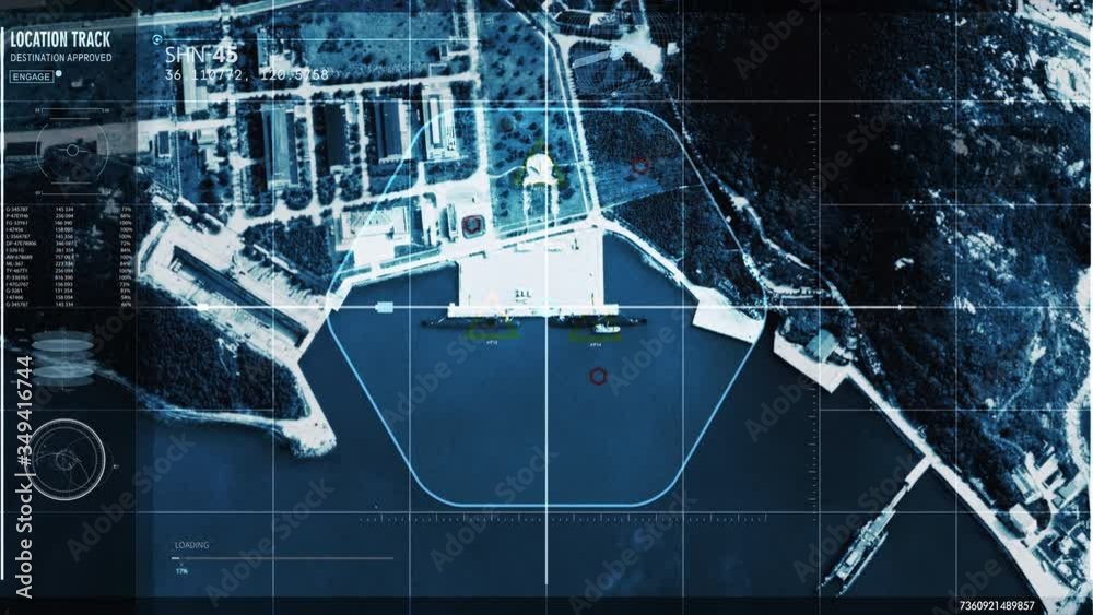 User interface on computer screen searching the map and Satellite ...