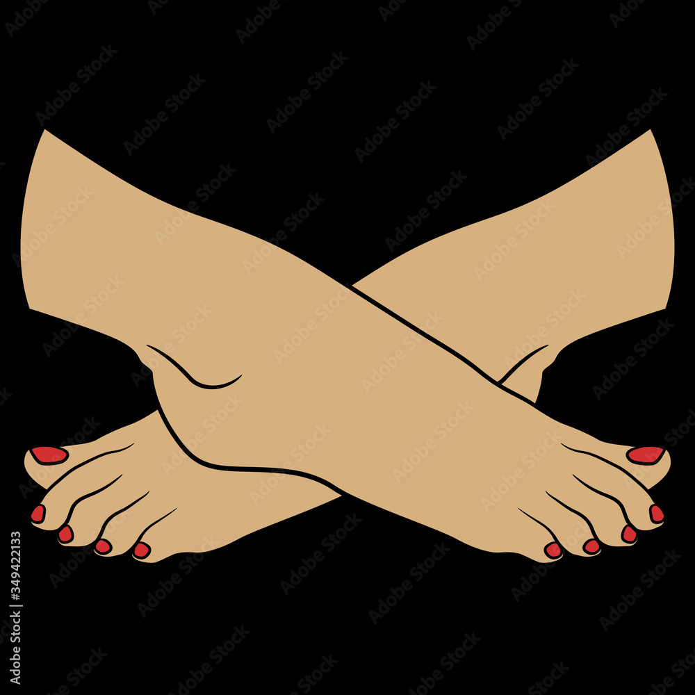 Isolated vector illustration. Two beautiful crossed female feet with ...