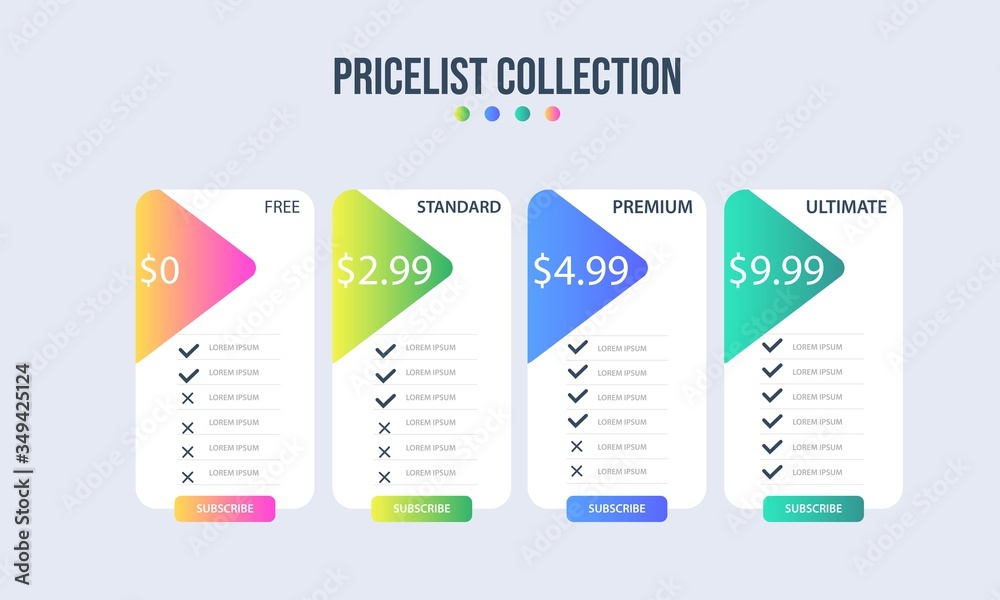 Vector pricing plan banners infographic template. Marketing ...