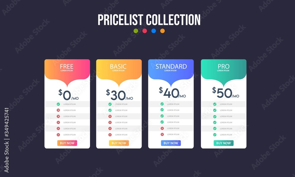 Vector pricing plan banners infographic template. Marketing ...