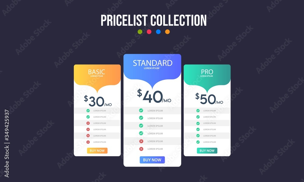 Vector pricing plan banners infographic template. Marketing ...