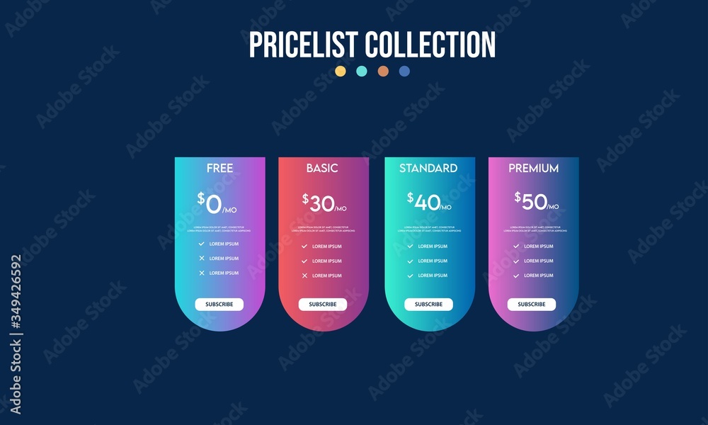 Vector pricing plan banners infographic template. Marketing ...