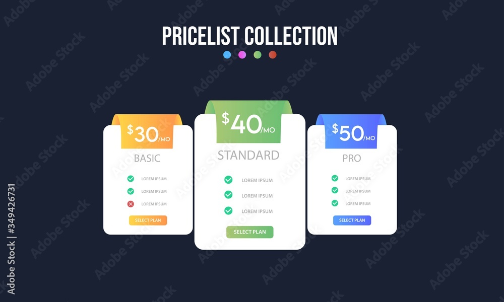 Vector pricing plan banners infographic template. Marketing ...