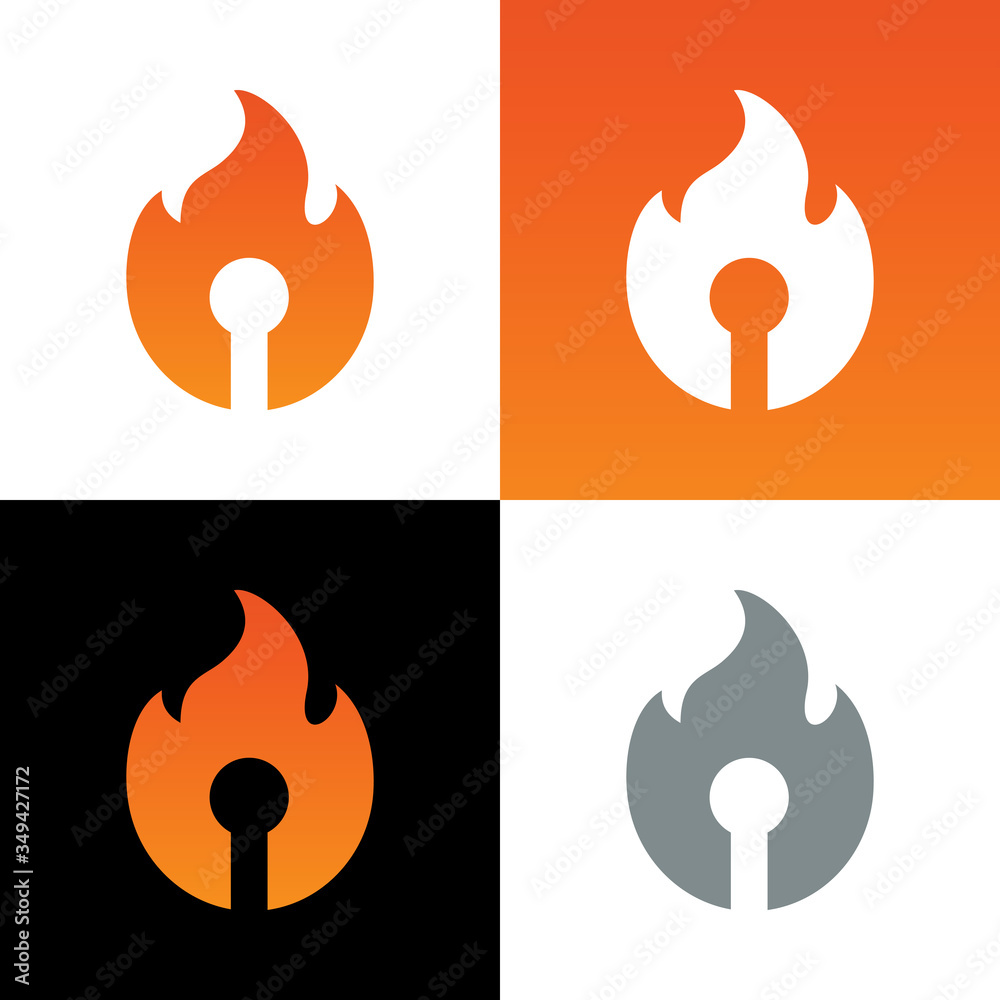 Abstract fire flame logo icon design template elements, vector ...