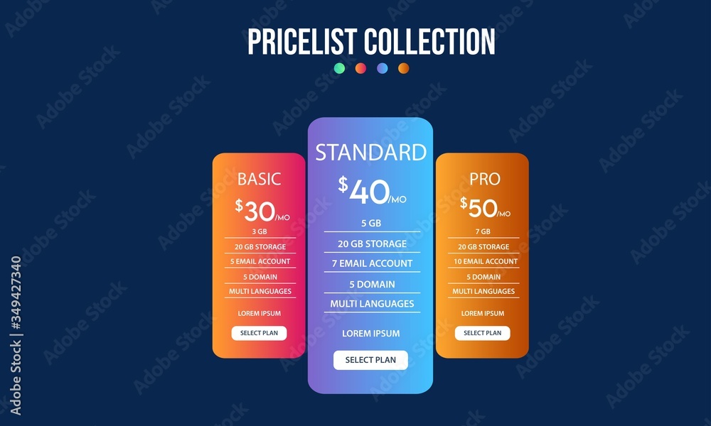 Vector pricing plan banners infographic template. Marketing ...