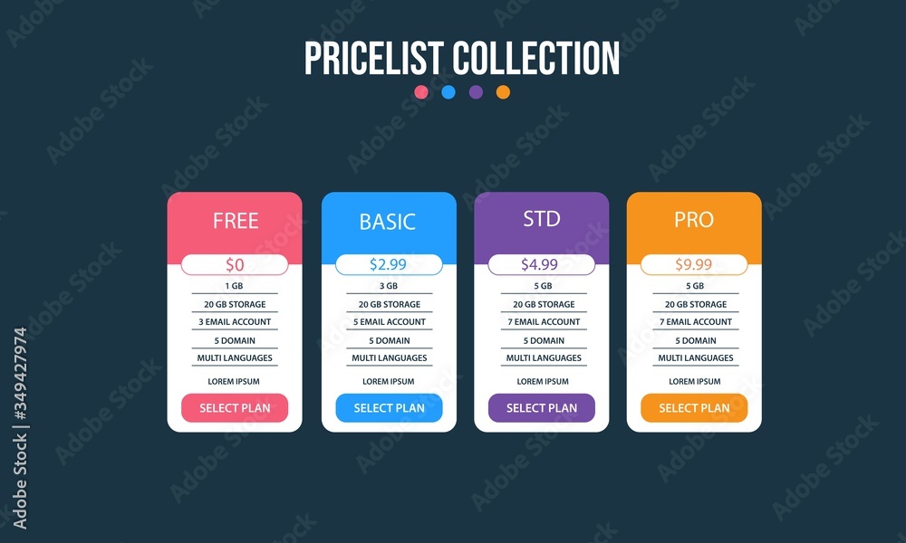 Vector pricing plan banners infographic template. Marketing ...