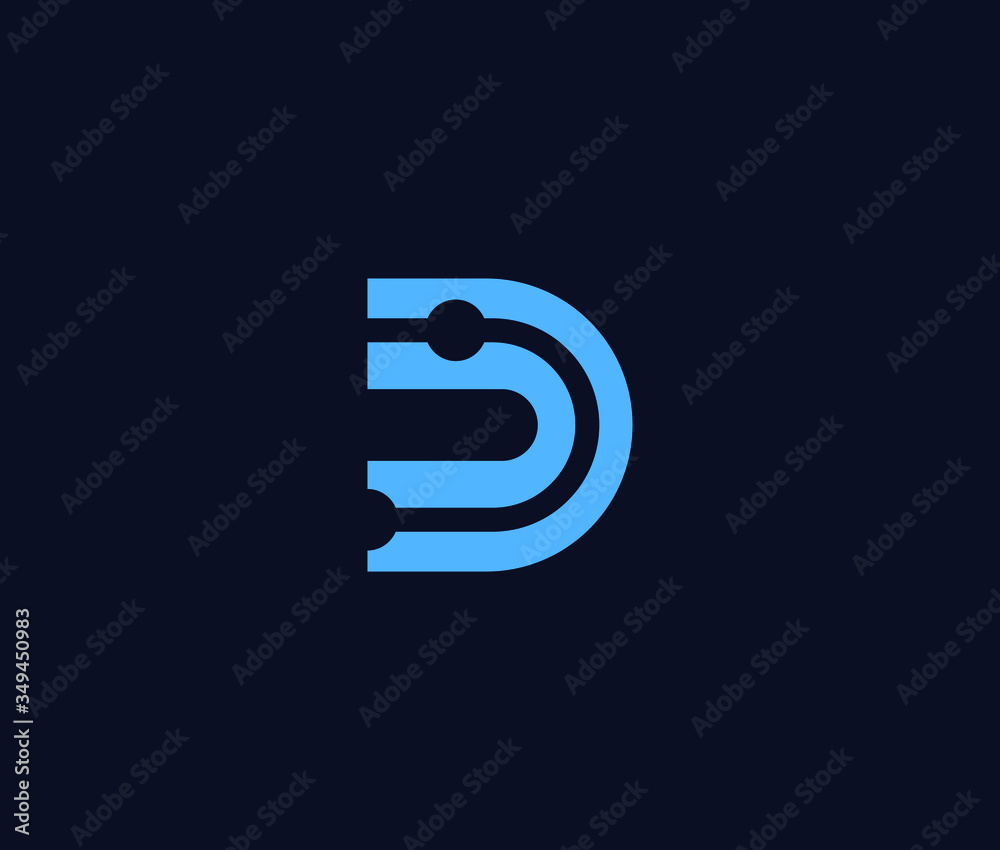 Letter D tech Logo Icon Premium Minimal emblem design template Stock ...